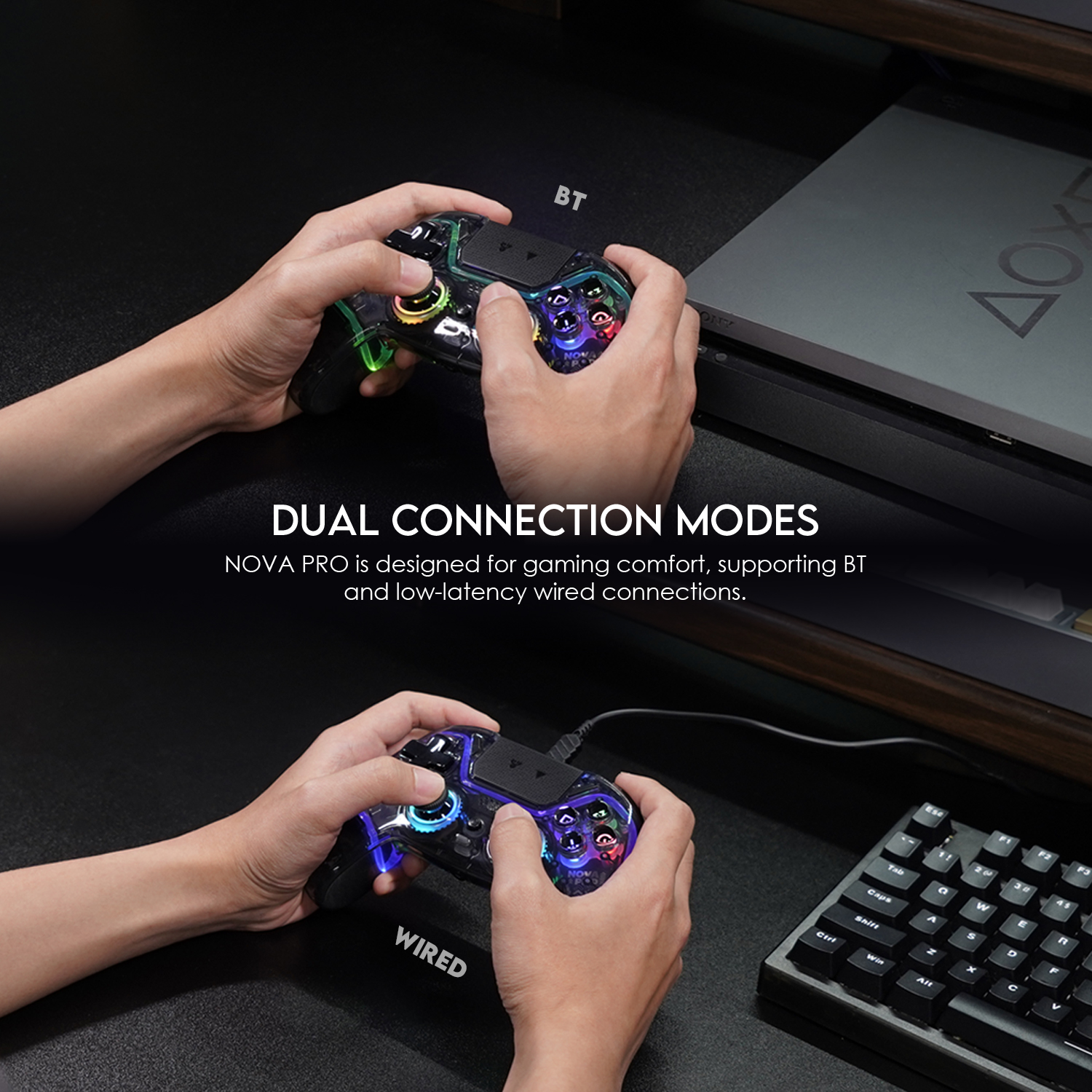 Fantech Gaming Controller PS4 Nova Pro WGP14v2 with Dual Connection Wired, Wireless , Multi ...