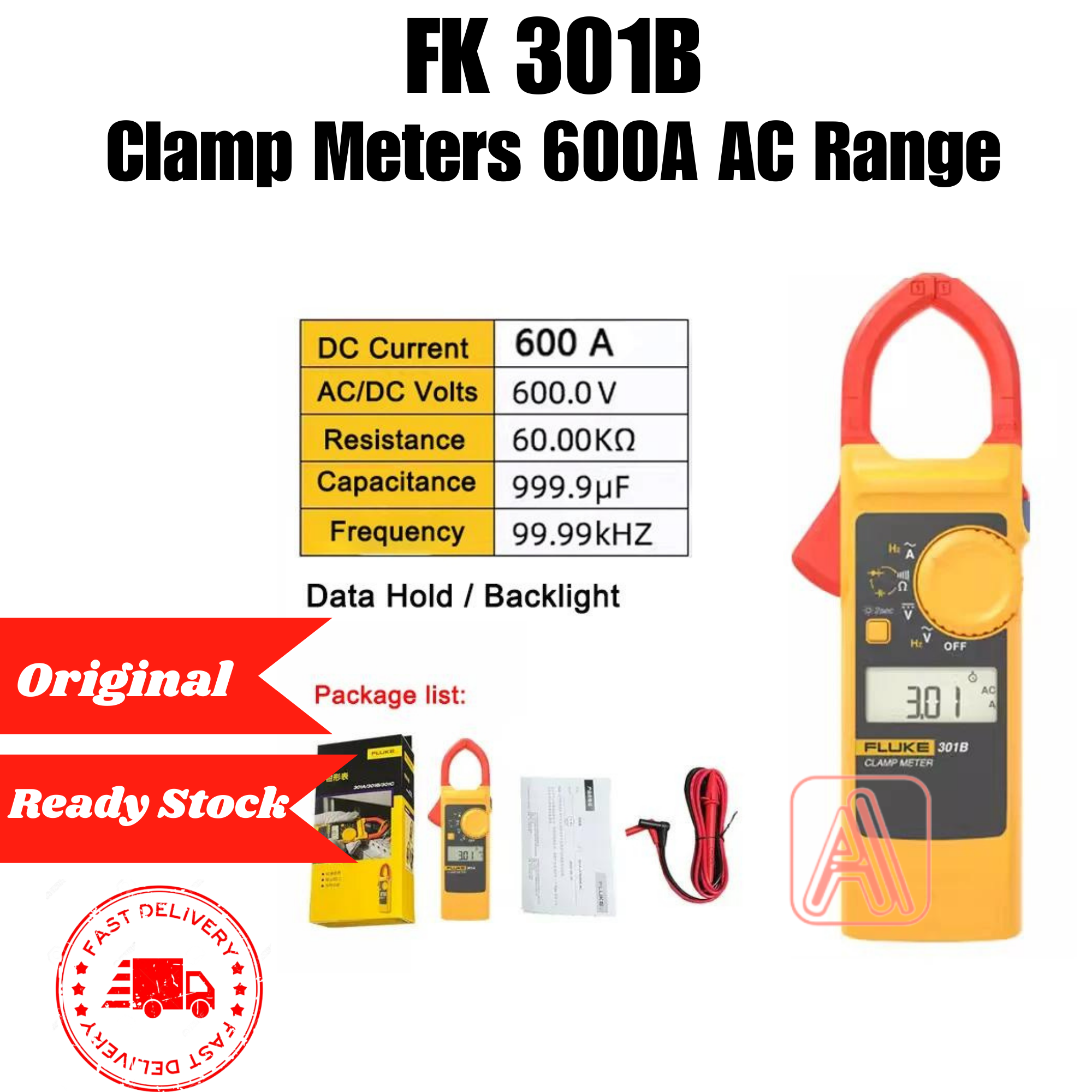 Fluke 301B AC Clamp Meter, 600A AC range-Original | Shopee Malaysia