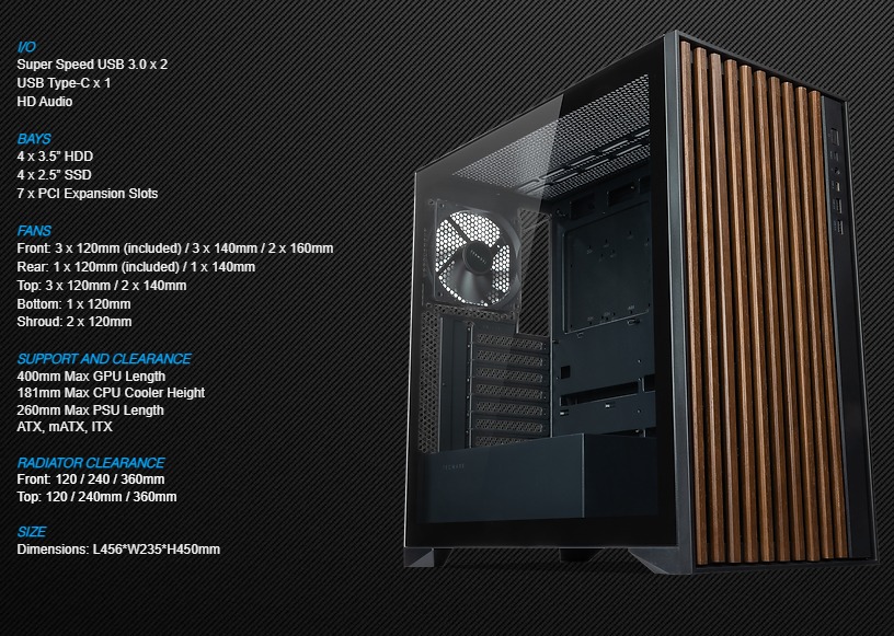 Tecware Timber Tg High Airflow Atx Pc Casing Case Chassis Black White Shopee Malaysia
