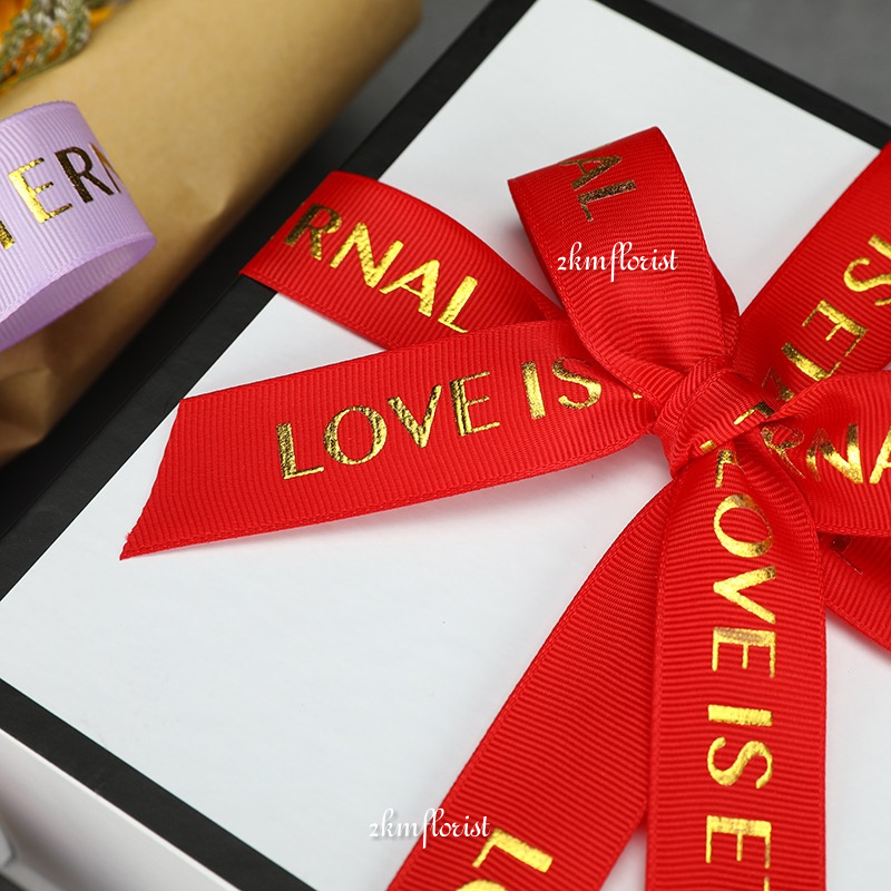 (22M) 2.5CM LOVE IS ETERNAL Ribbon Reben Riben Gift Satin Organza ...