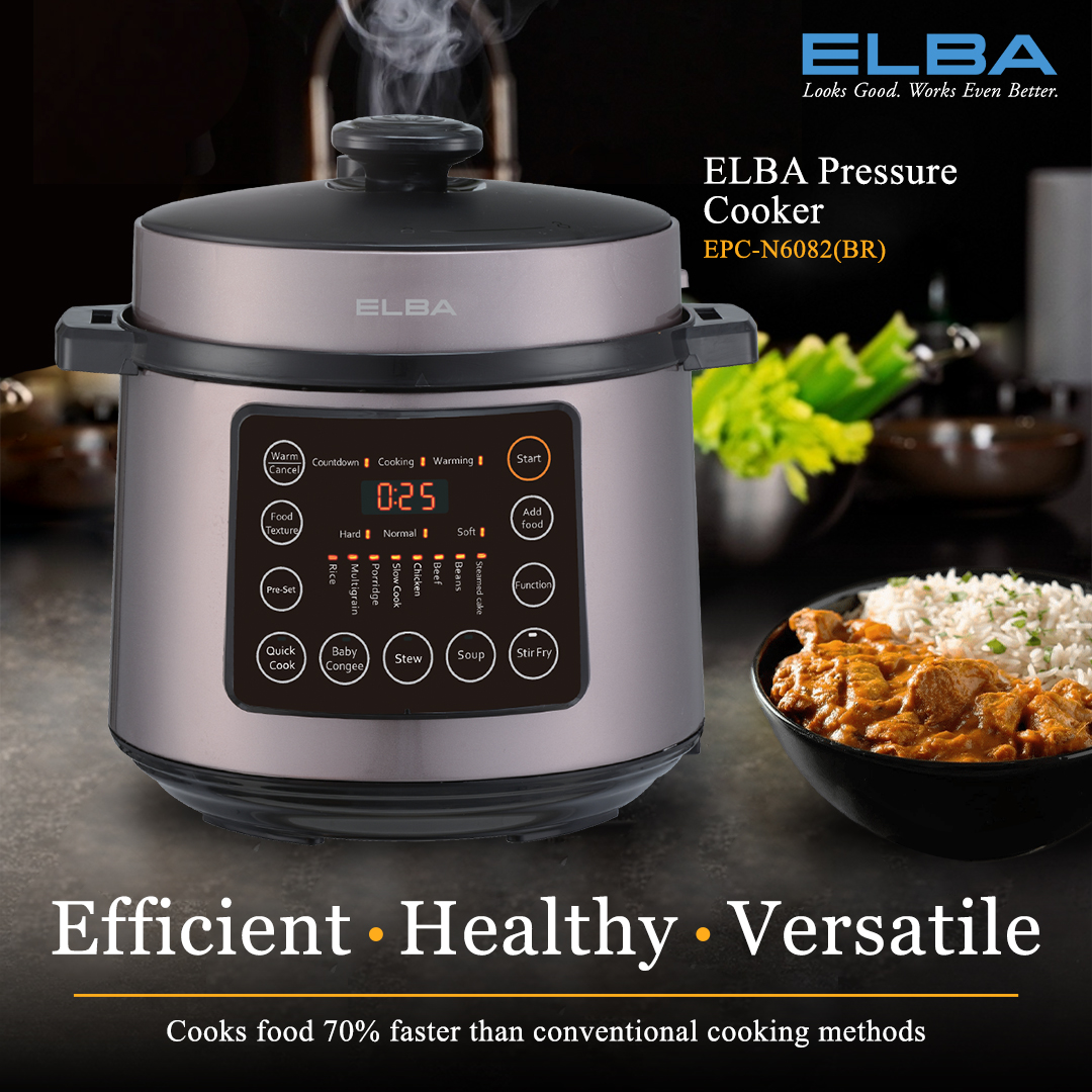 ELBA Electric 6.0L Pressure Cooker EPC-N6082(BR) Various Cooking ...