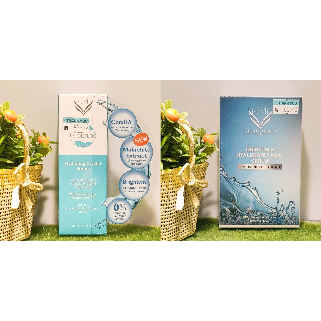 💜 《Nuvit》1)Moistloc Hydrating Crystal Serum保湿水晶精华 （30ml）💜2） Quintuple ...