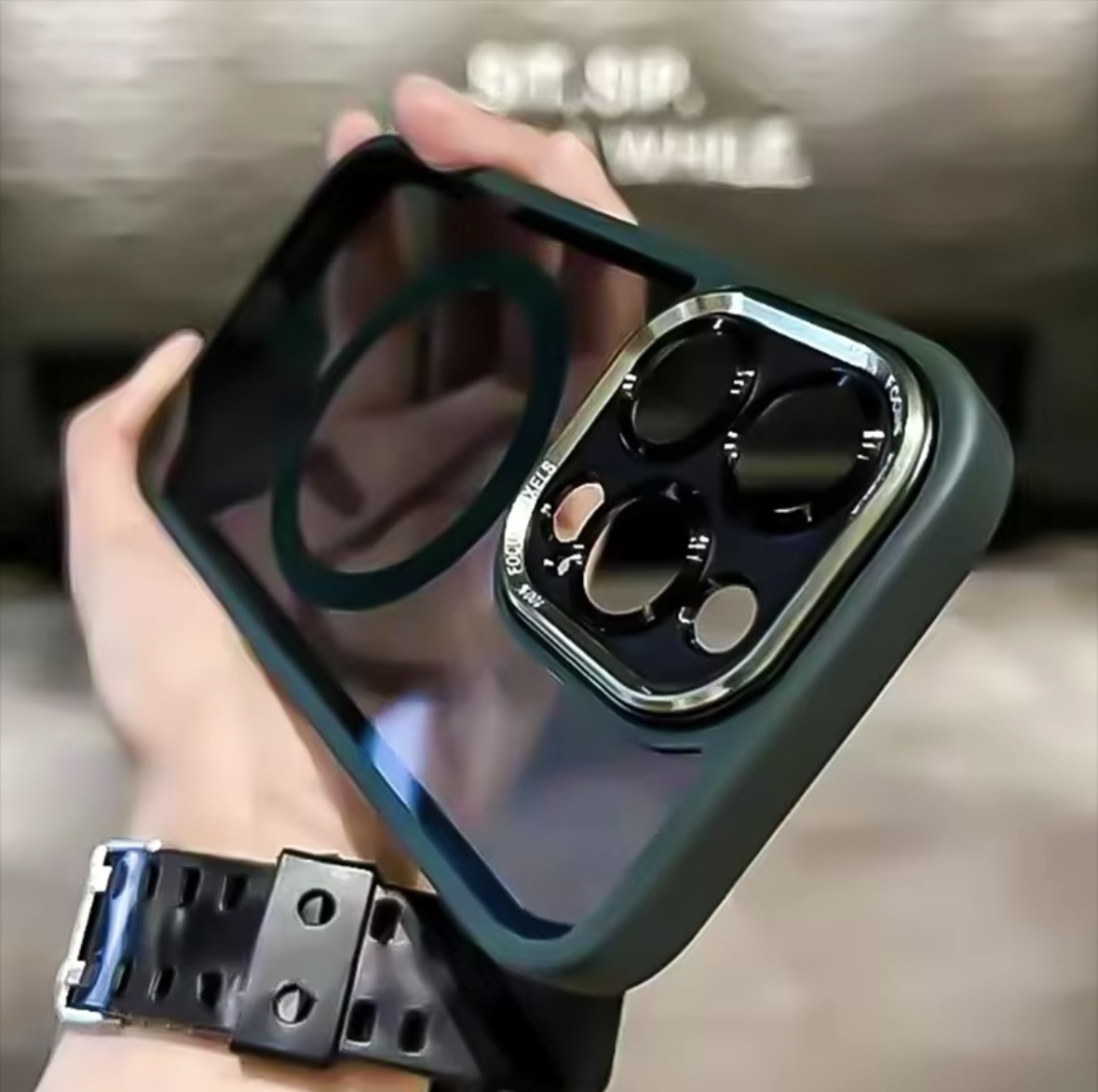 Sarung Magnetik Bingkai Lensa Logam Hitam Telus Akrilik Titanium untuk ...
