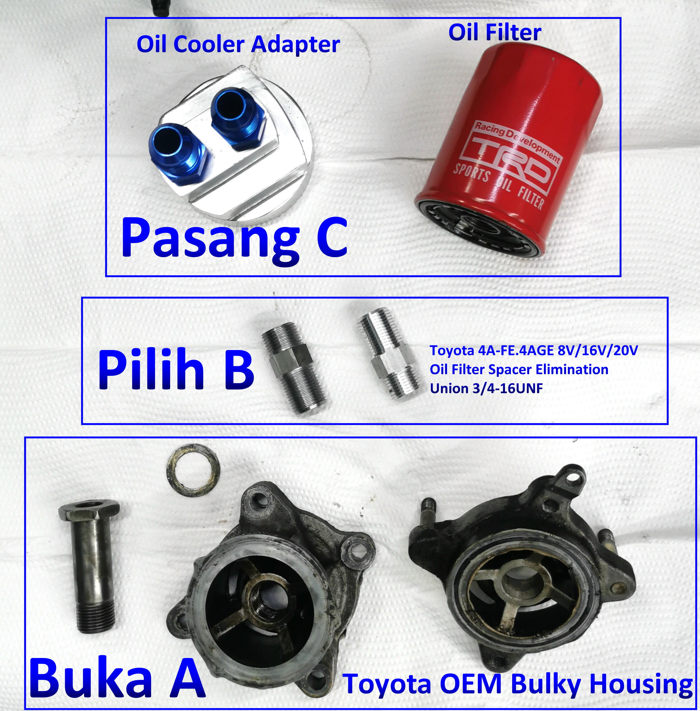 Toyota 4A-FE.4AGE 8V/16V/20V Oil Filter Spacer Elimination Union 3/4 ...