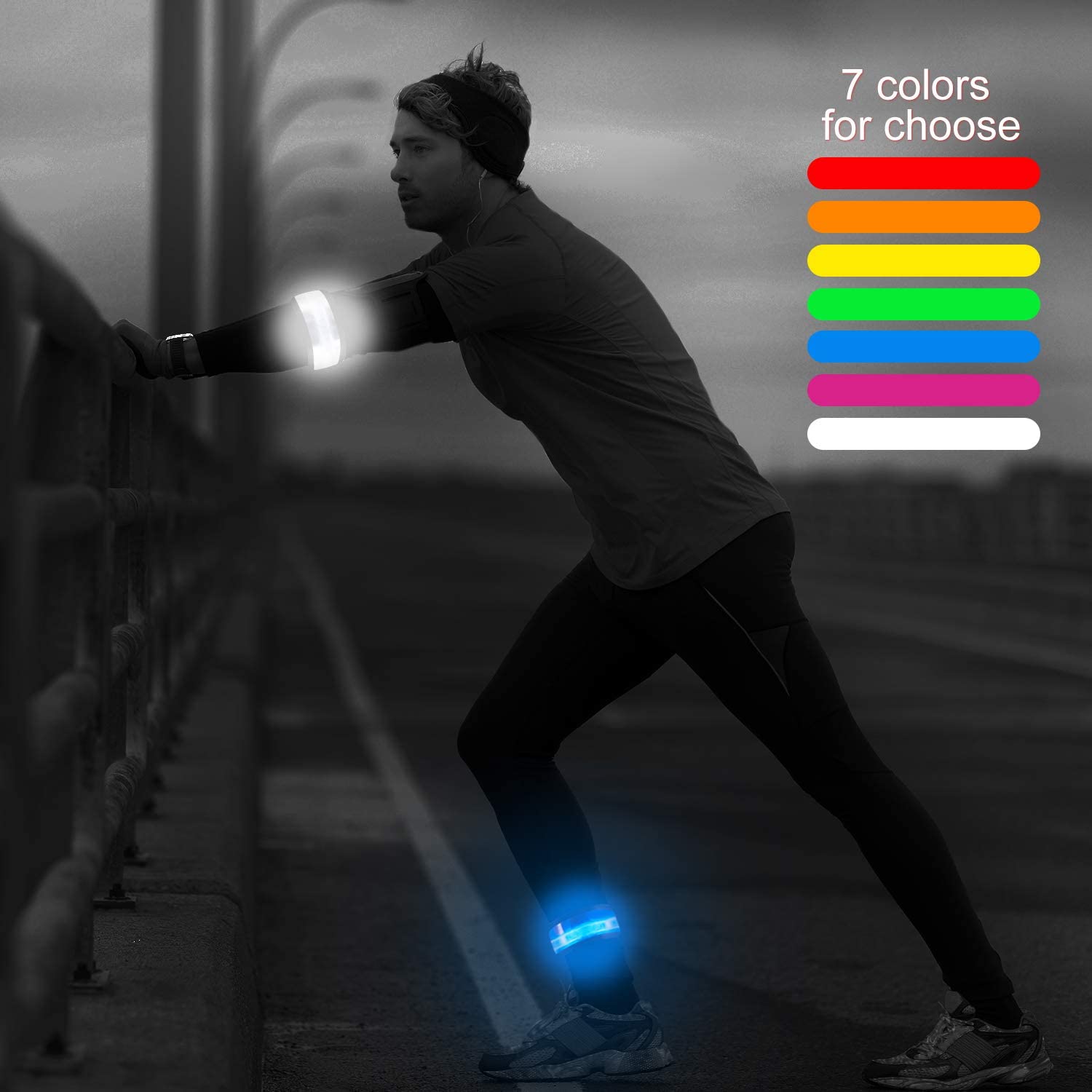 Running light arm with LED night cycling safety warning reflector light ...