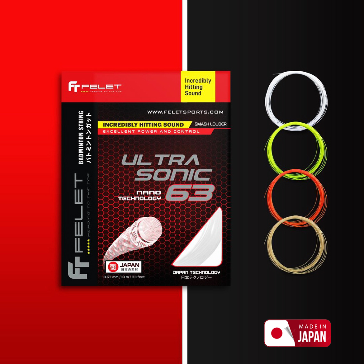 [100% ORIGINAL] FELET Ultra Sonic 63 Badminton String High repulsion ...