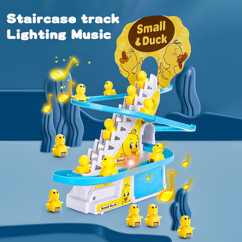 Children's Educational Toy Yellow Duck Climbing Stairs Track Toy 1 ...