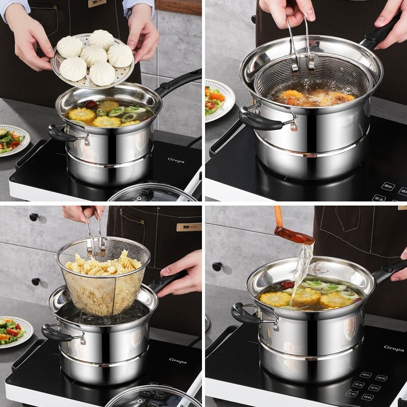 (🇲🇾 OFFER⚡ ) Multipurpose Stainless Steel Pot Strainer Steamer Saucepan ...