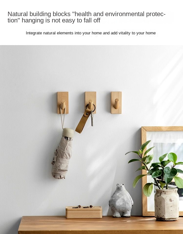 Nordic Solid Wood Hook Creative Hallway Wall Wall-Mounted Coat Hook ...