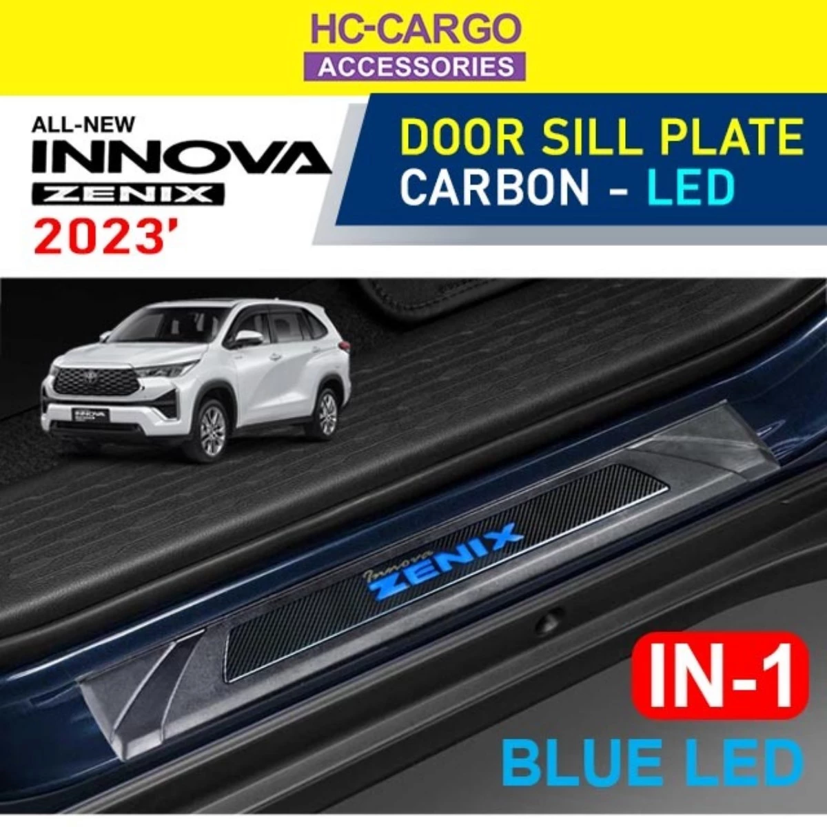 Hc Cargo Toyota Innova Zenix 2023 Black Carbon Led Light Door Side Sill ...