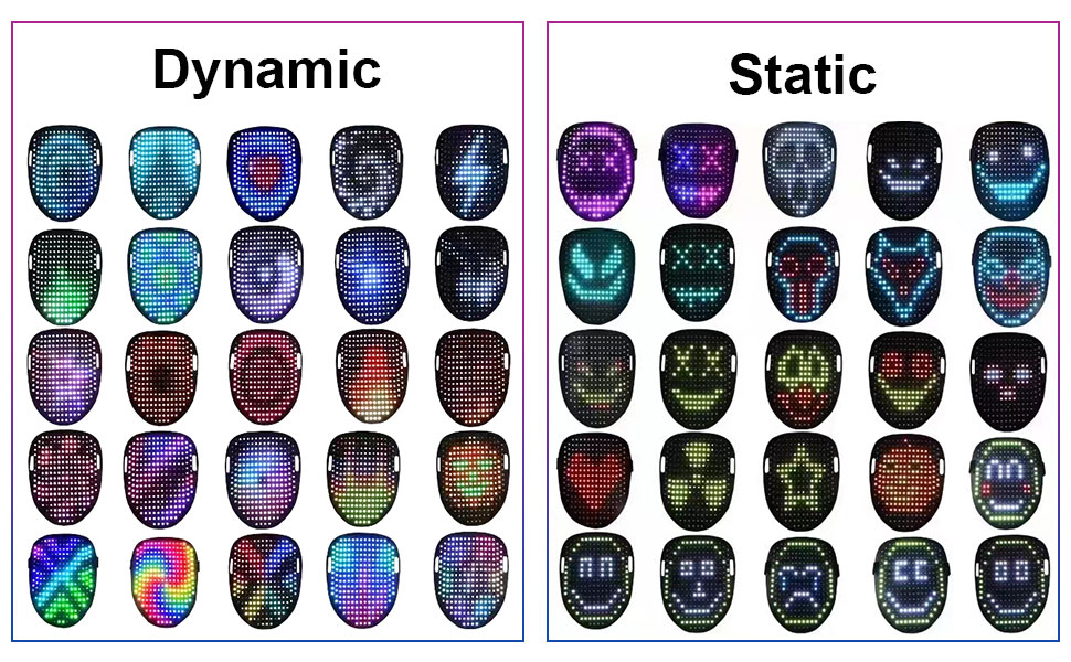 LED Masks Gesture Control LED Mask - Interactive Light-Up Party Mask ...