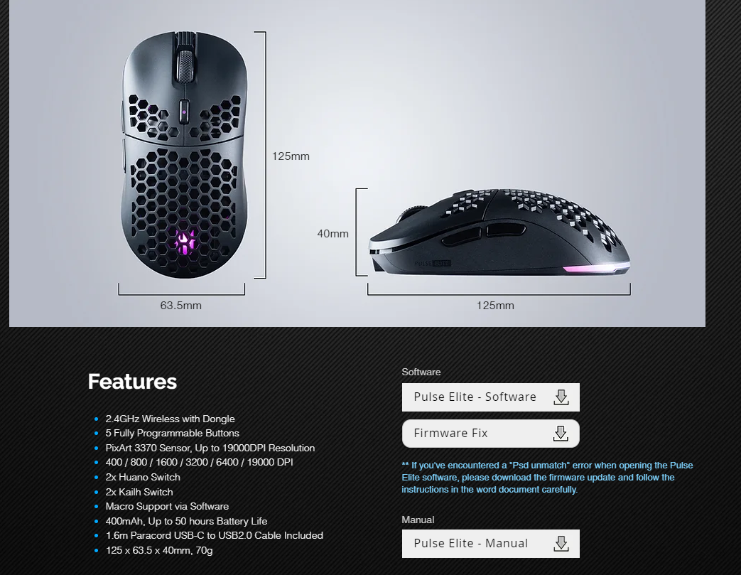 TECWARE PULSE ELITE / EXO LIGHT WEIGHTED WIRELESS GAMING MOUSE EXO ...