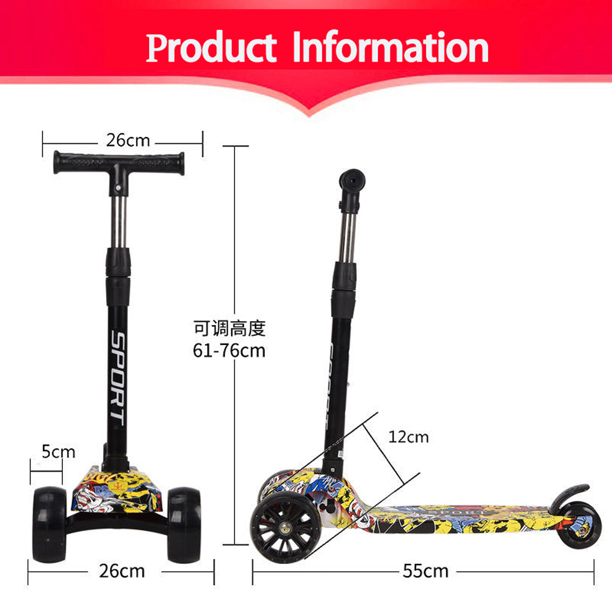 Scooter Skuter Adjustable and Foldable Kids Scooter Skuter Budak with ...