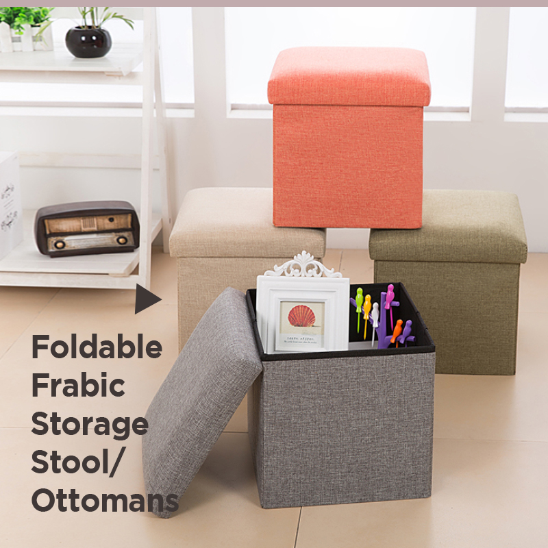 HOUZE - Foldable Fabric Storage Stool - Grey/Khaki | Shopee Malaysia