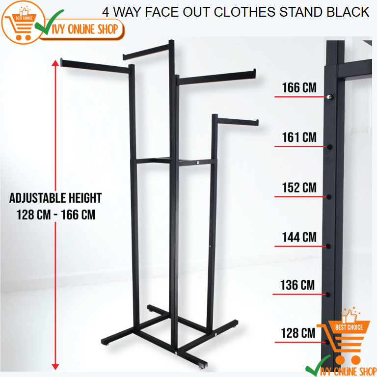 4 Way Face Out Stand Adjustable & Rotate 4 Way Clothes Hanger Stand ...