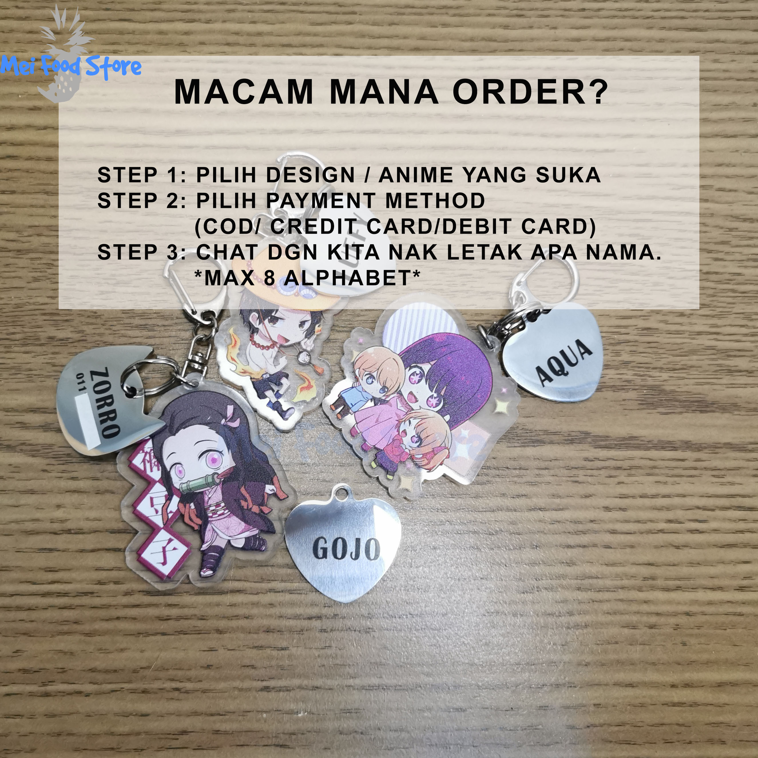 Mei Food Store Demon Slayer One Piece Oshi No Ko Keychains Kimetsu no ...
