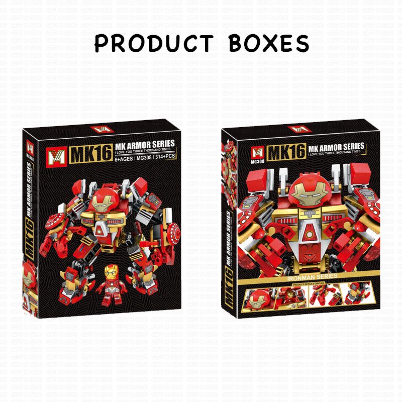 MG 308 Ironman MK16 314PCS Super Heroes Iron Man Building Blocks ...