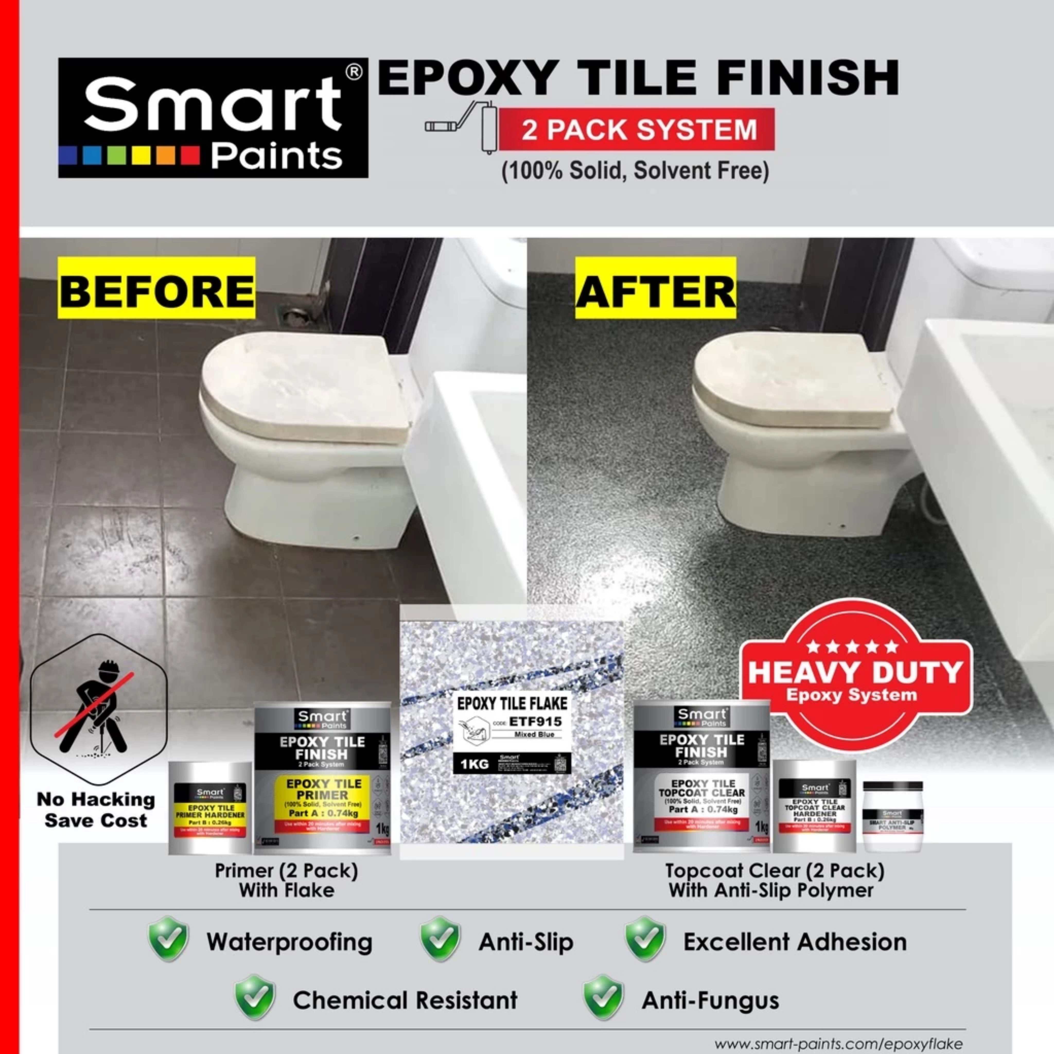 Smart Paint Epoxy Flake 1kg / Epoxy Color Flake Coating Toilet Tile ...