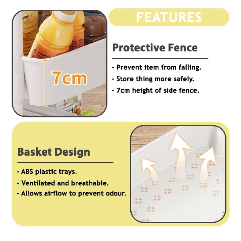 UDC 3/4 Tiers Kitchen Storage Plastic Trolley Condiments Organizer ...