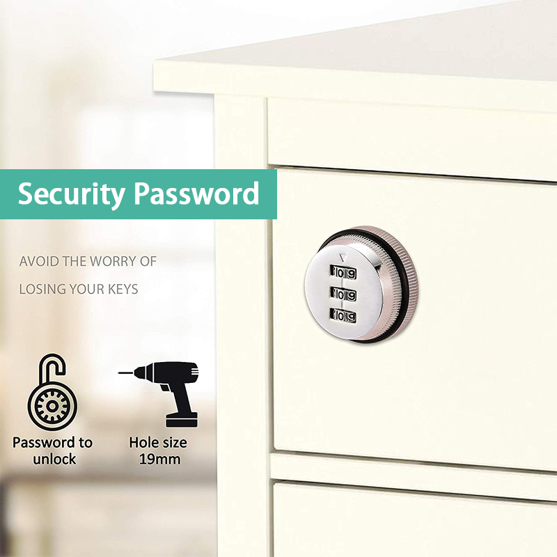 🔥Portable Cabinet Lock 3-digit Combination Drawer Combination Lock ...