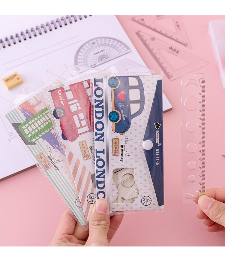 Stationery📐 XiMi-0030 Ruler Set Mathematical Instruments Geometry ...