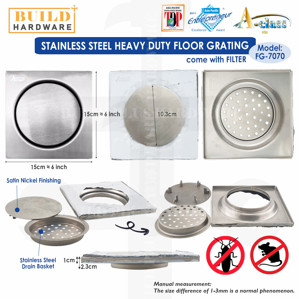 5"/6" Floor Grating Strainer Trap Stainless Steel 304 Filter Drain ...