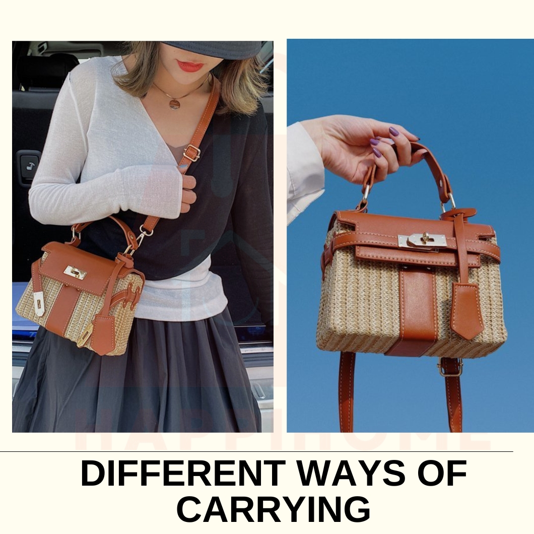 Korean Stylo Woven Knitted Beg Rotan Woman Rattan Sling Bag Handbag ...