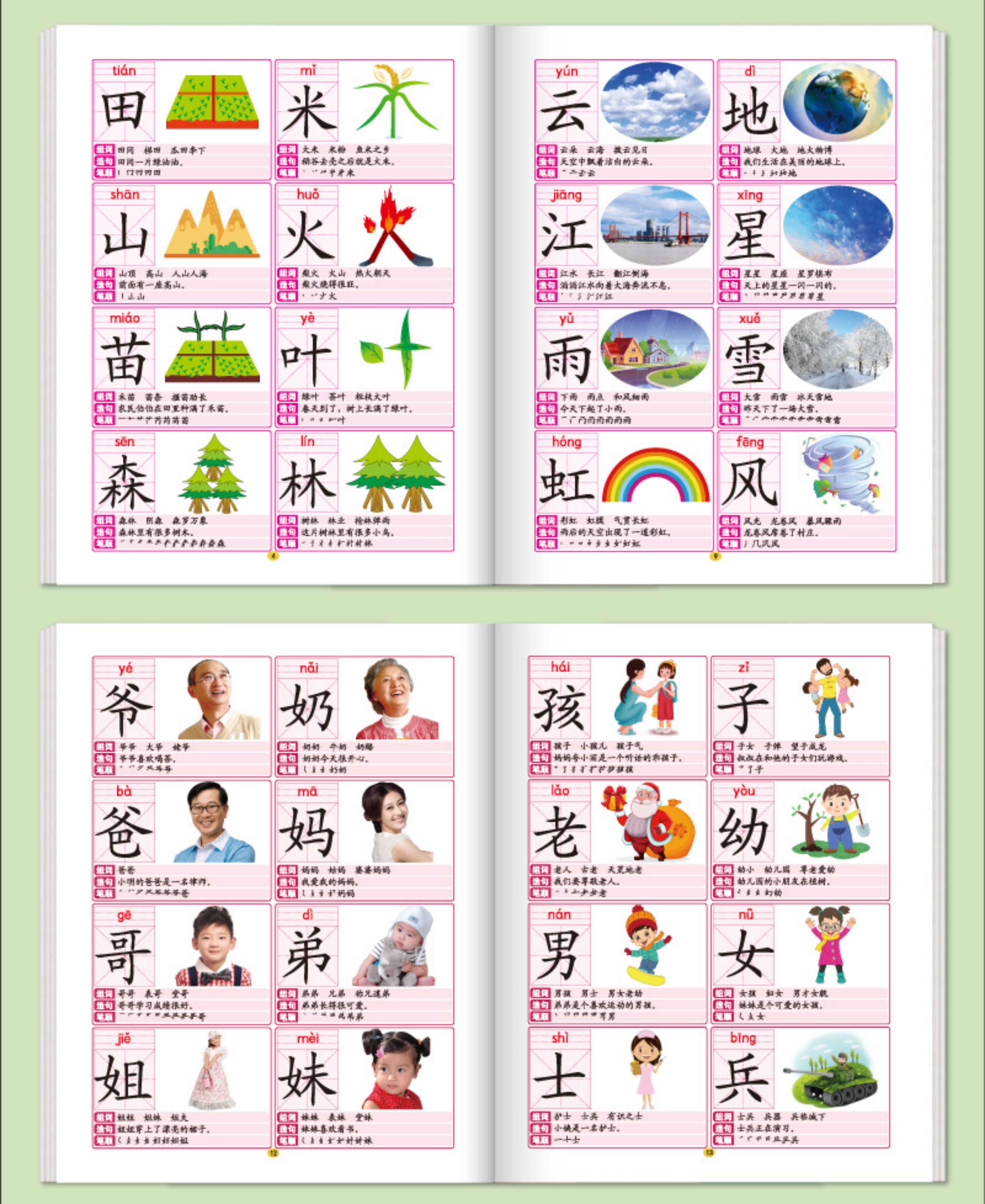 3000 Word 4 Books/ Set Chinese Characters Recognition Mandarin Audio ...