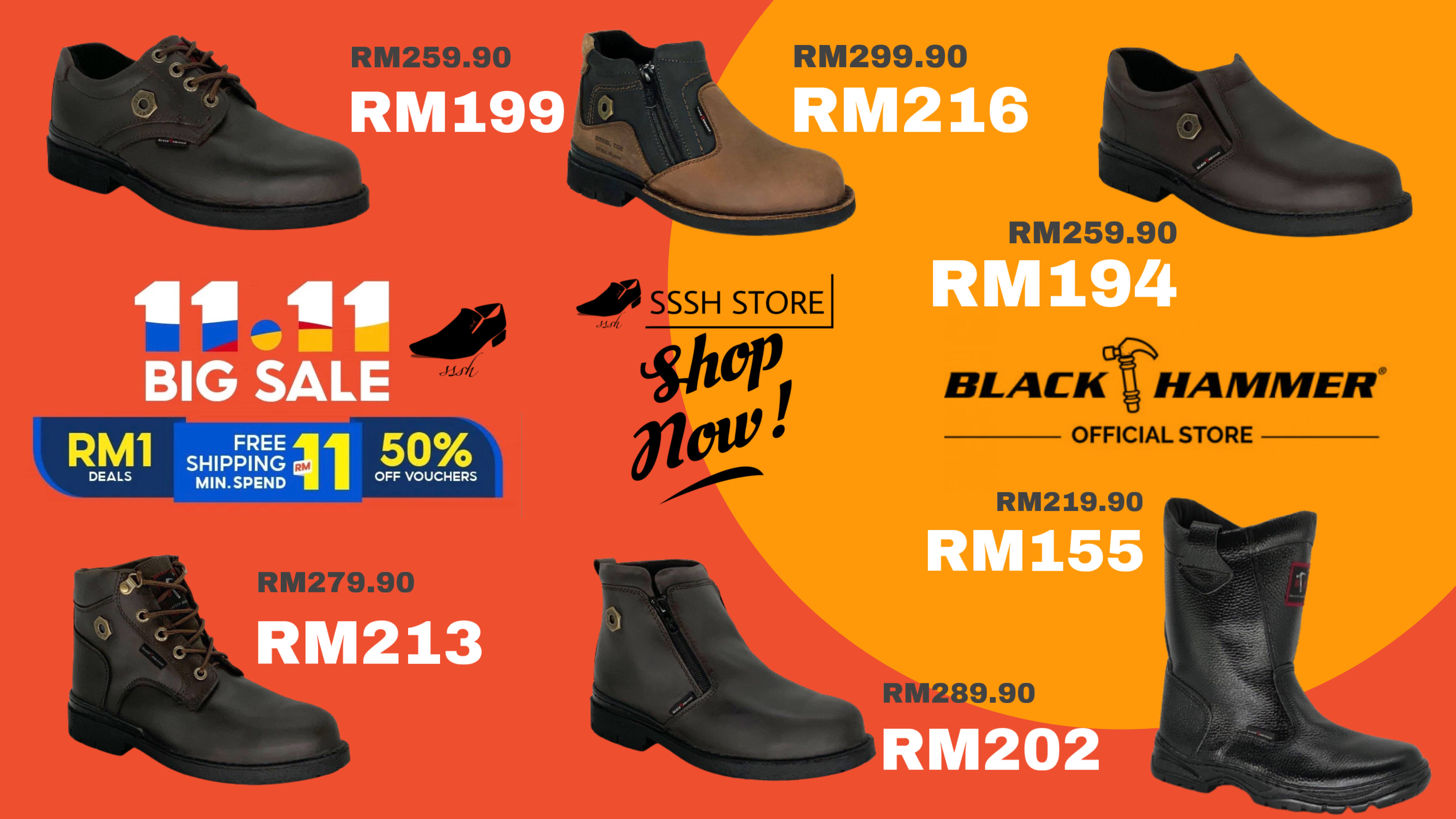 💯ORIGINAL ROCK HAMMER SAFETY SHOE/BOOT MID HIGH CUT DOUBLE ZIP/KASUT ...