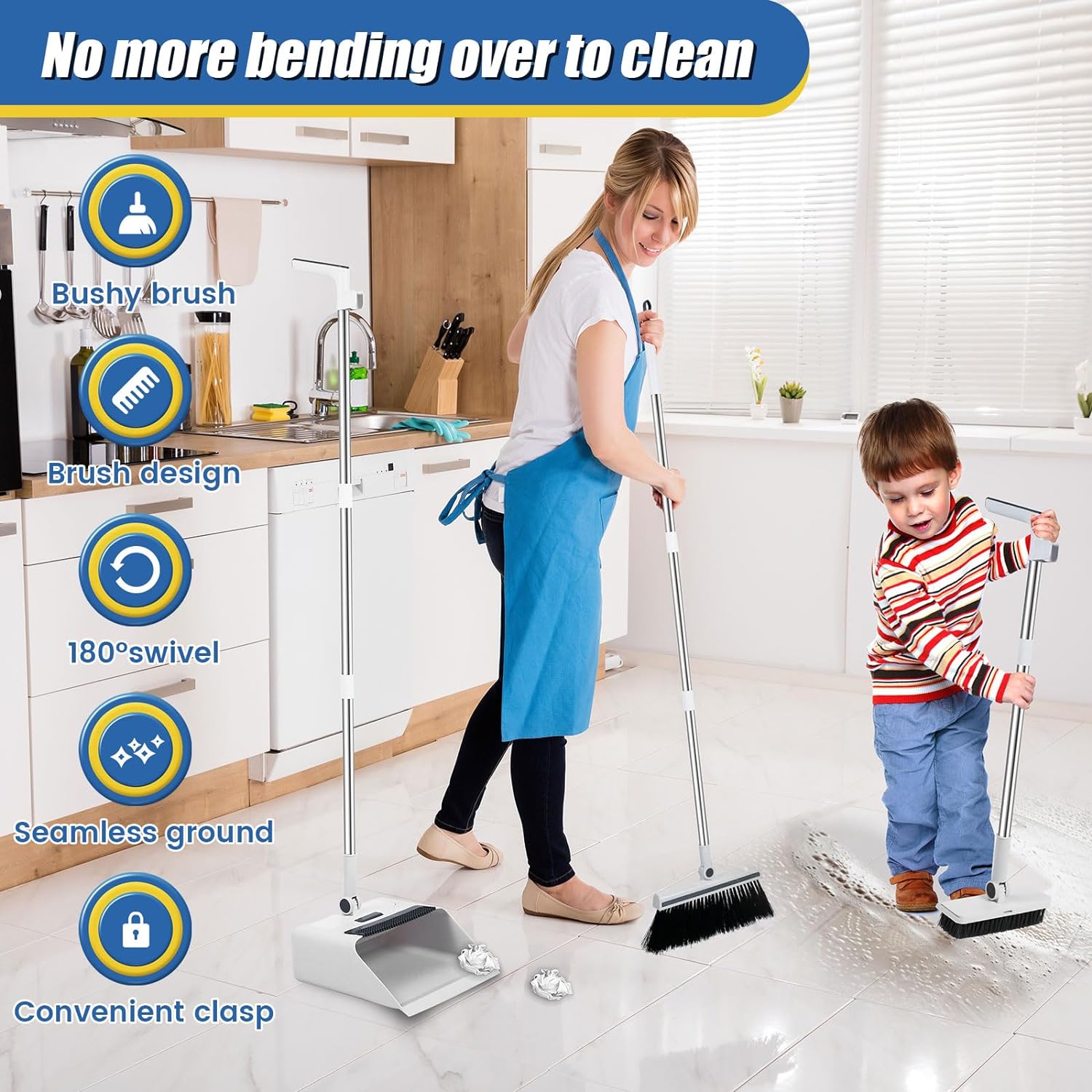 [2026 NEW DESIGN] 4 in 1 Foldable Broom Dustpan Set Broom Set Water ...