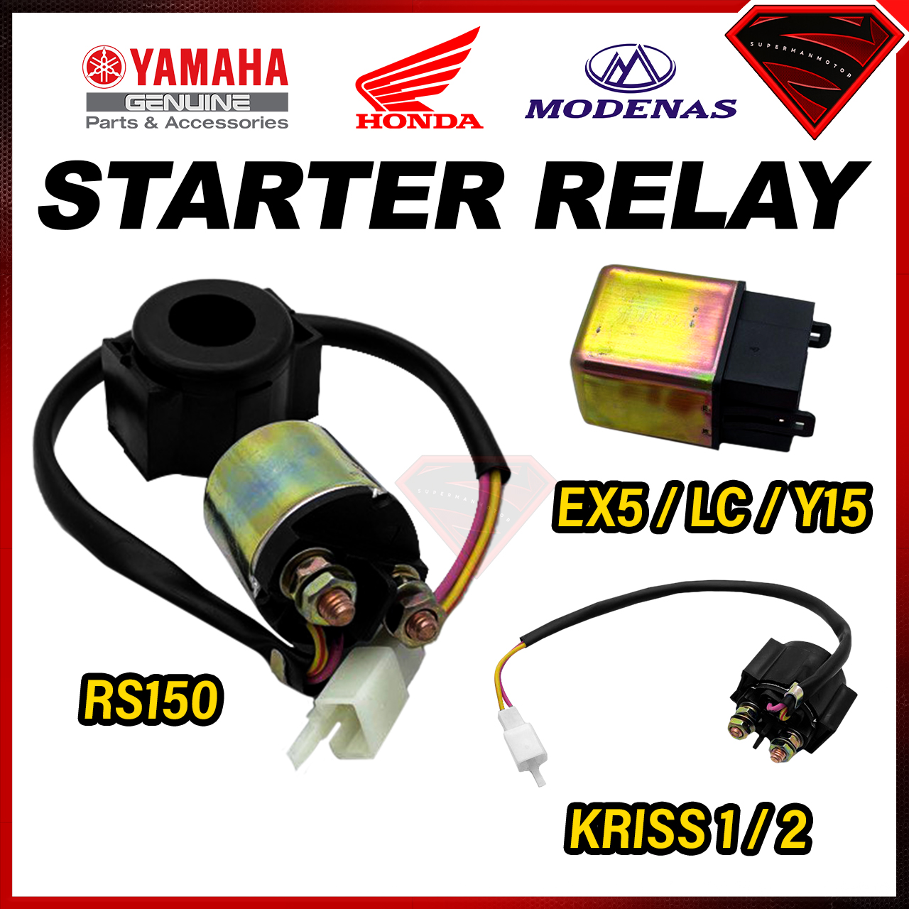 STARTER RELLAY Y15 V1 V2 / Y15ZR / LC135 / LC 135 / LAGENDA 110 ...