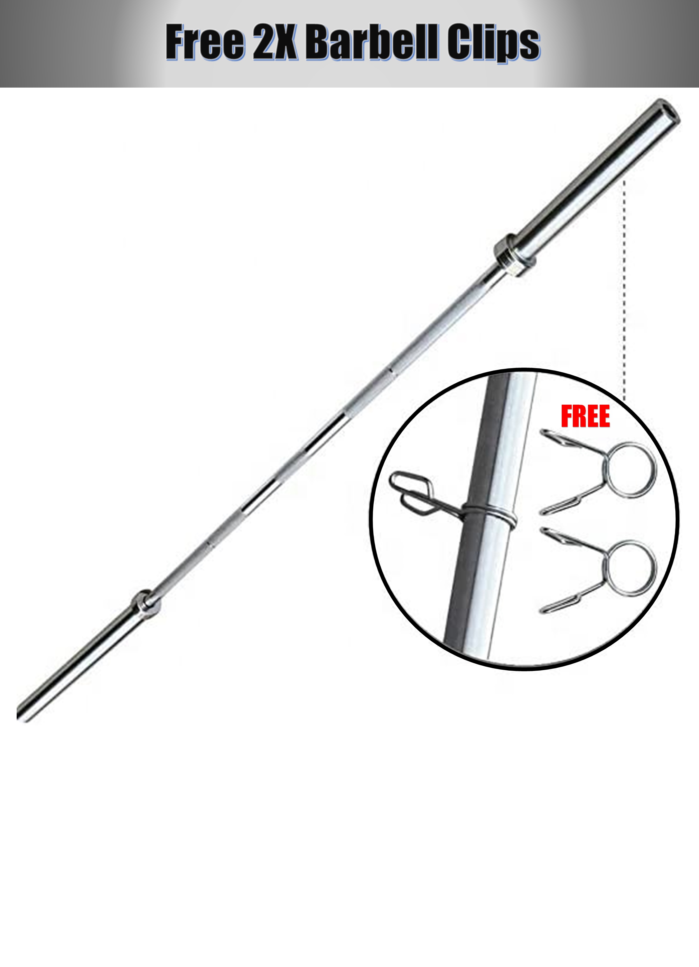 ADSports Straight Bar Weight Lifting Chrome Olympics Barbell Bar 1.8M ...