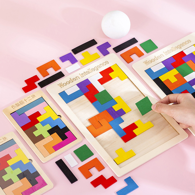 𝗕𝗥𝗔𝗜𝗡 𝗧𝗘𝗔𝗦𝗜𝗡𝗚 》Wooden Russian Block Puzzle Jigsaw Tangram Boarding ...