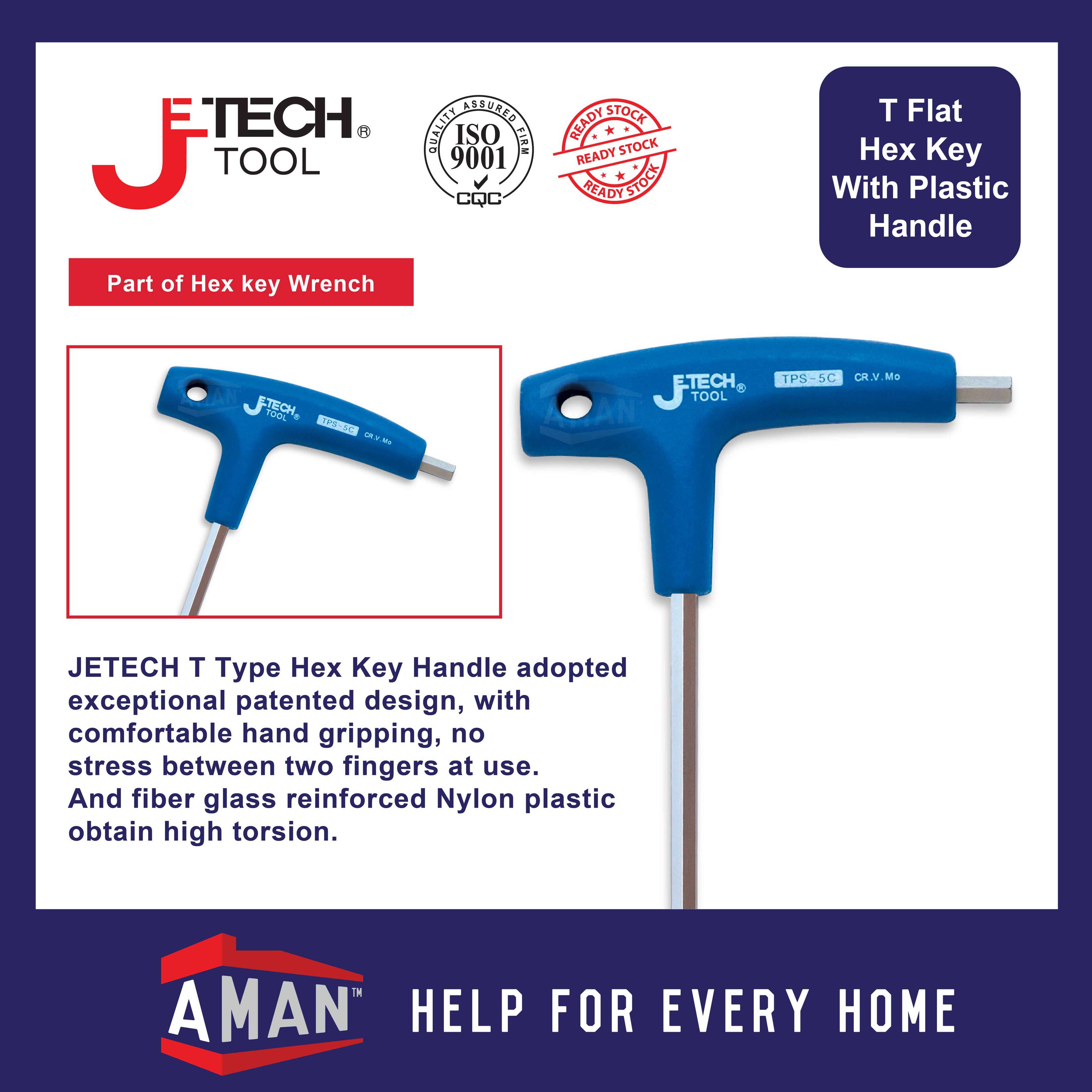 JETECH Allen Key T Flat Hex Key With Plastic Handle Flat Point Hexagon ...