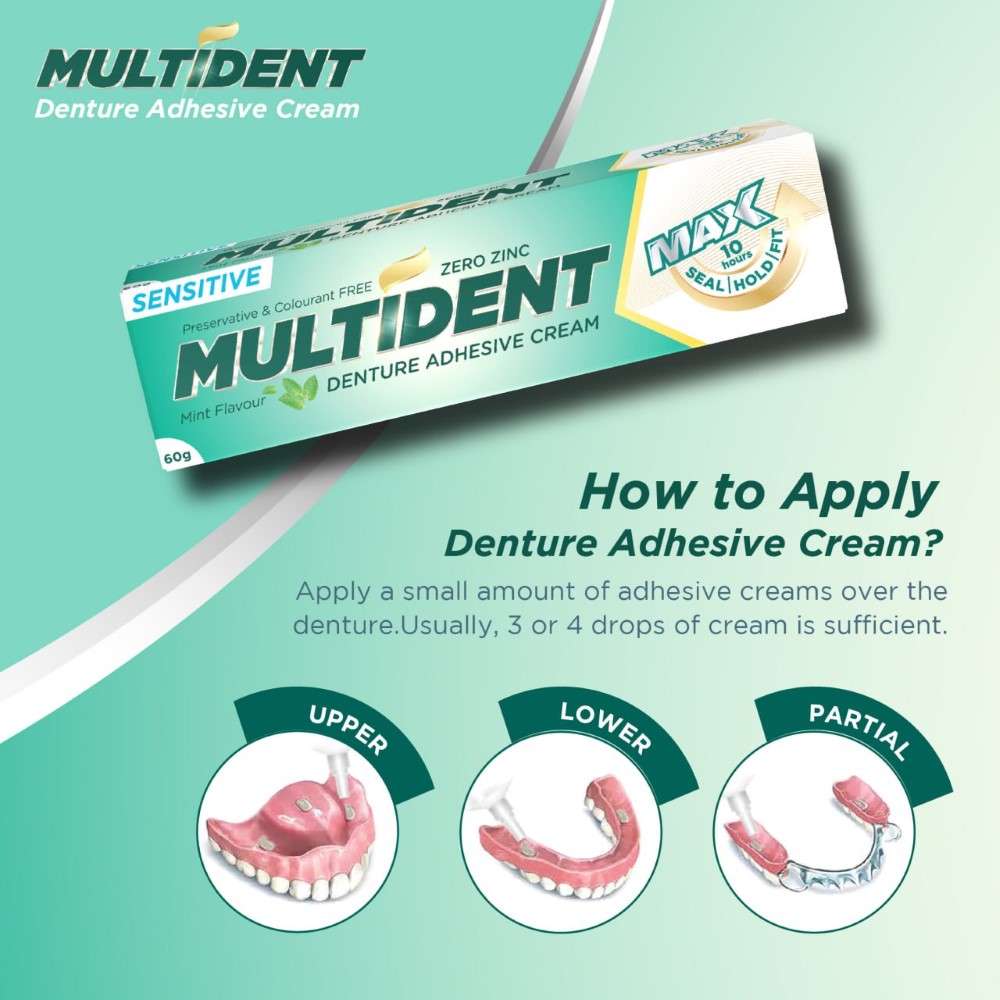 Multident Advanced Denture Adhesive Cream (60g) | Shopee Malaysia