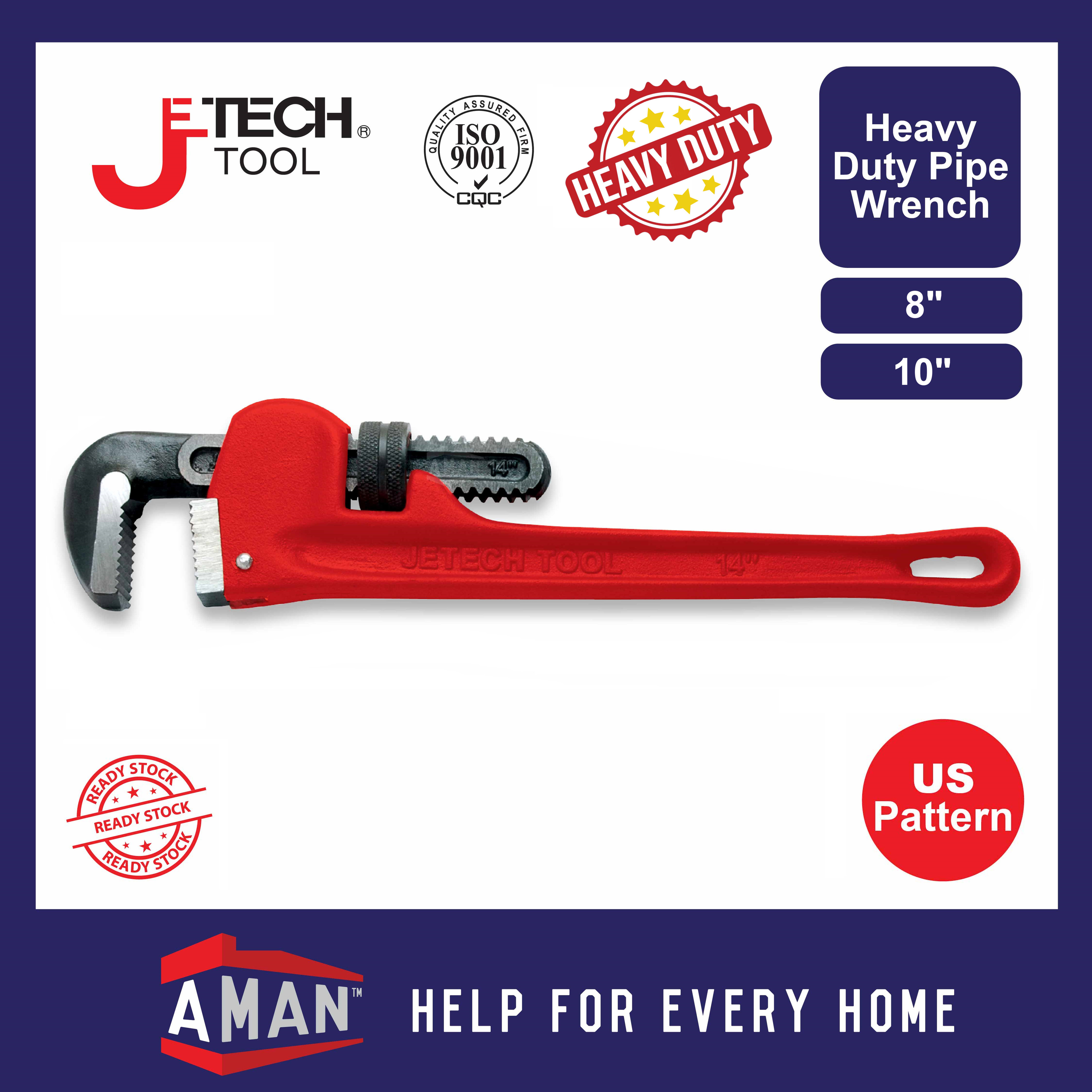 JETECH Pipe Wrench Heavy Duty Pipe Spanner US Type Adjustable Plumbing ...