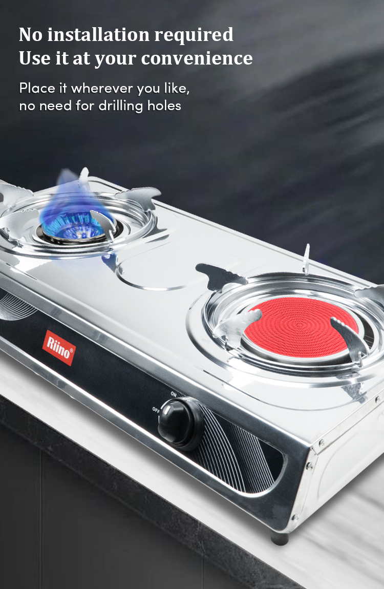 Riino Stainless Steel Hybrid Tabletop Infrared & Gas Cooker SS1039 ...
