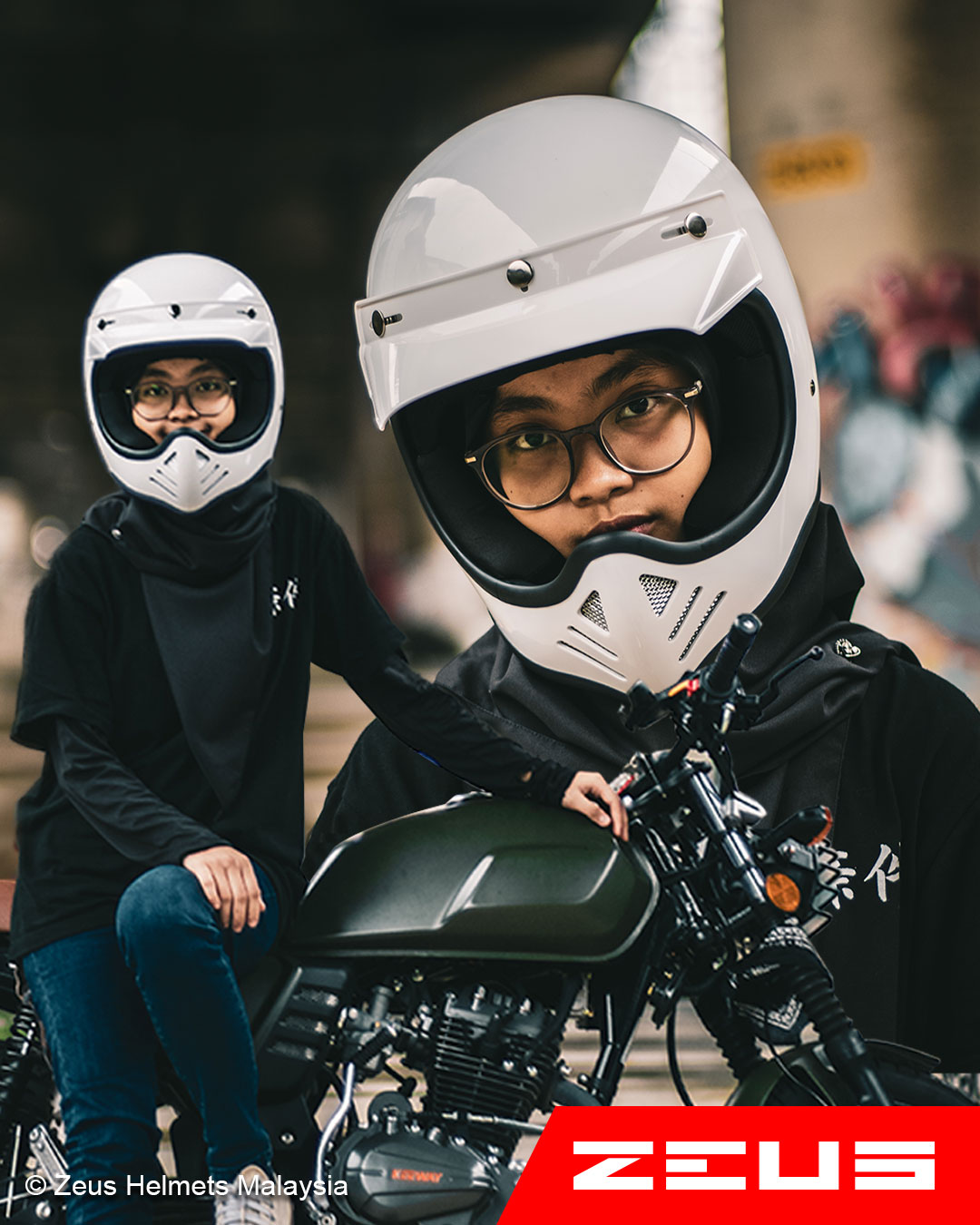 ZEUS HELMETS RETRO FULL FACE ZS-916 SCRAMBLER HELMETS | Shopee Malaysia
