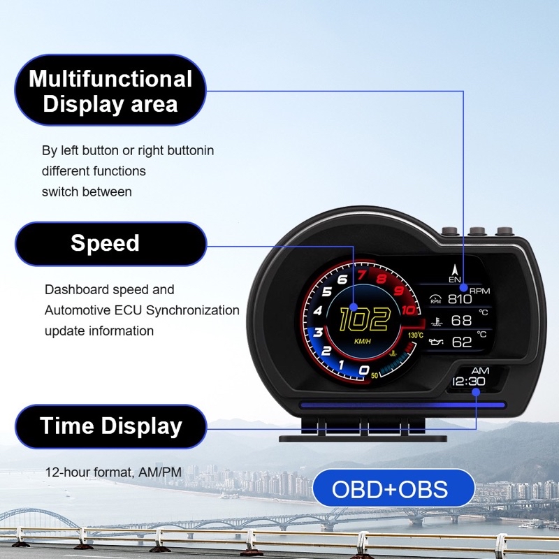 🔥Latest Version🔥 P6 GPS Car OBD OBD2 Meter Digital Scanner Alarm Speed ...