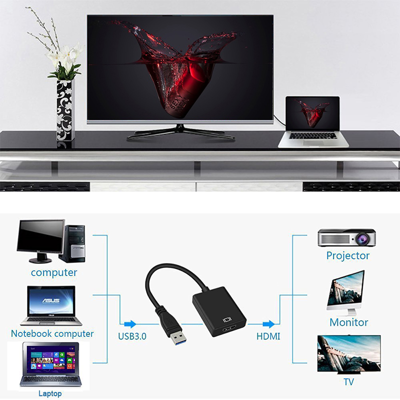 USB 3.0 HDMI Adapter Cable Converter Multi Display Video Cable for ...