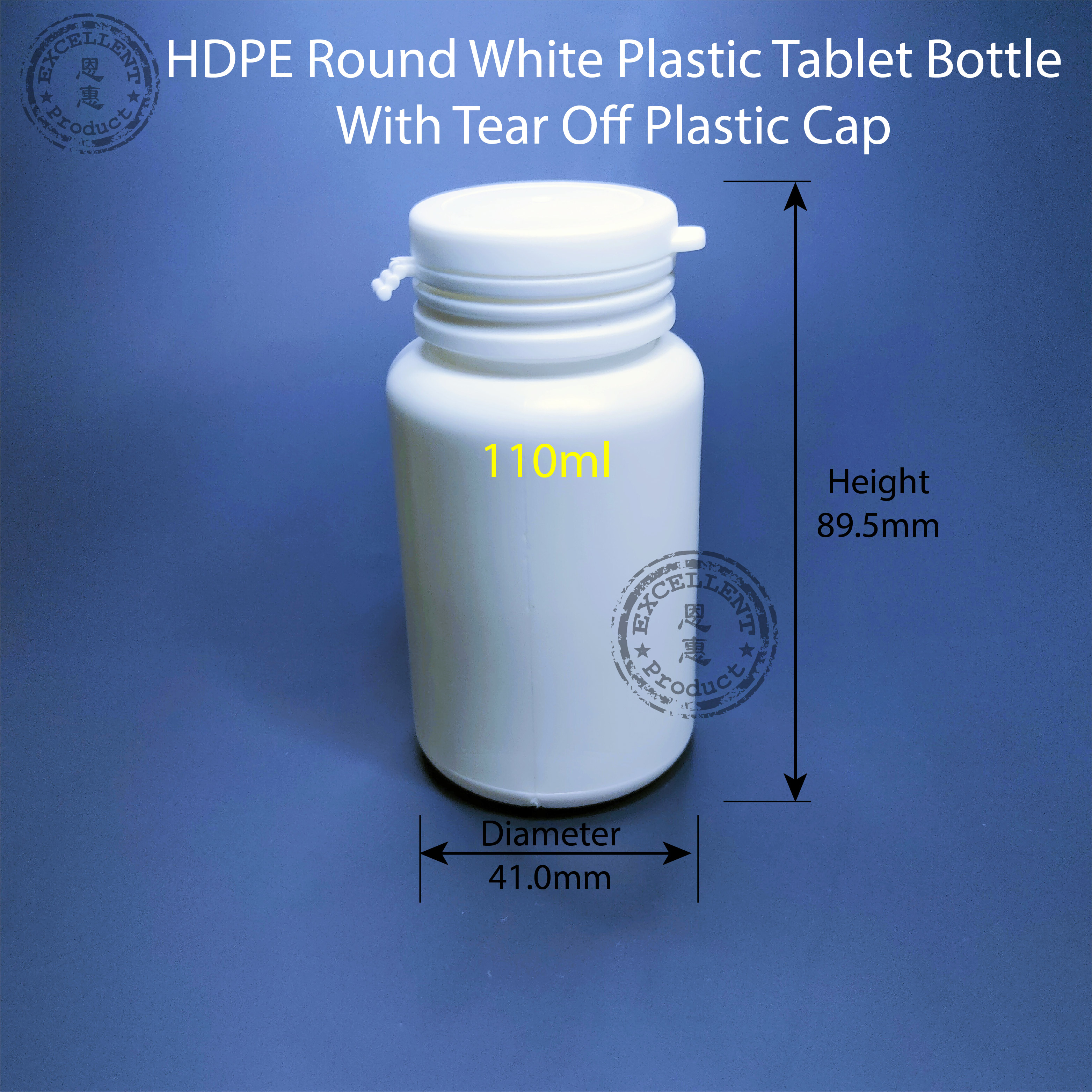 (10pcs) 50ml / 80ml / 110ml HDPE Round White Plastic Tablet Bottle With ...
