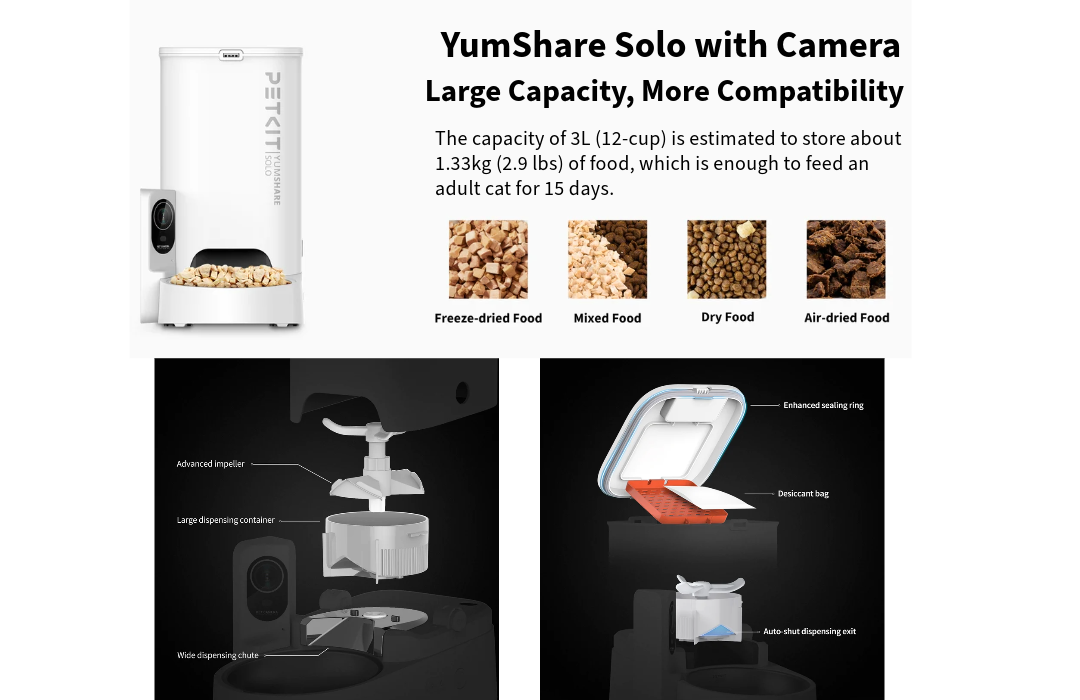 STOCK】ePetz PETKIT Yumshare Dual-Hopper/Solo Automatic Pet Feeder w ...