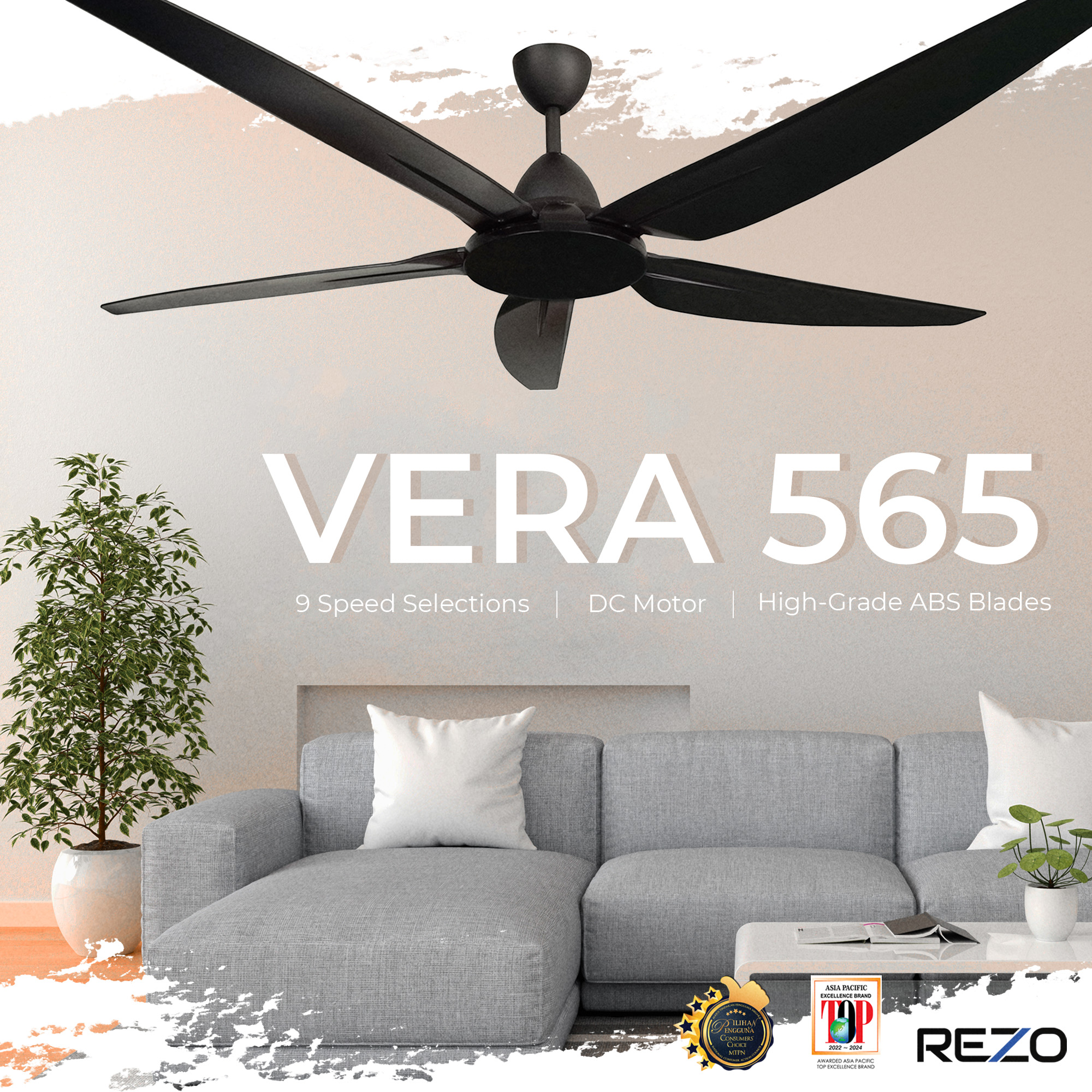 [FREE SHIPPING] Rezo Ceiling Fan VERA 56" /42 4 Speed Heavy Duty DC ...