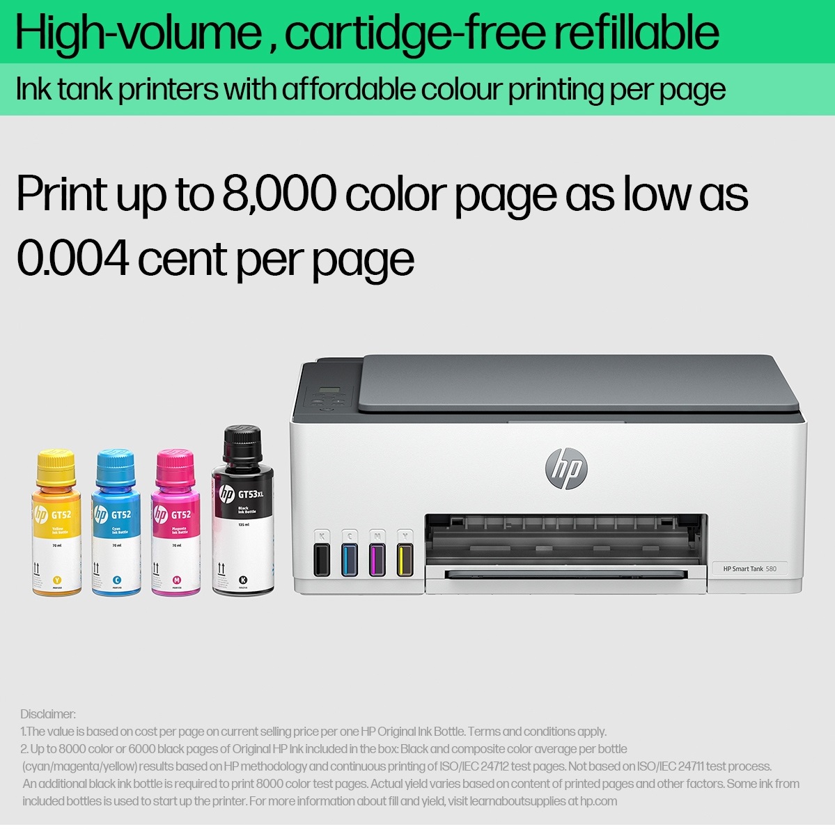 HP Smart Tank 580 (Print/Scan/Copy/USB/Wifi)* Free additional Black XL ...