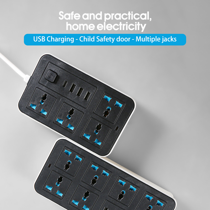 3 USB Port 4 Universal Power Strip Extension Plug Power Socket Electric ...
