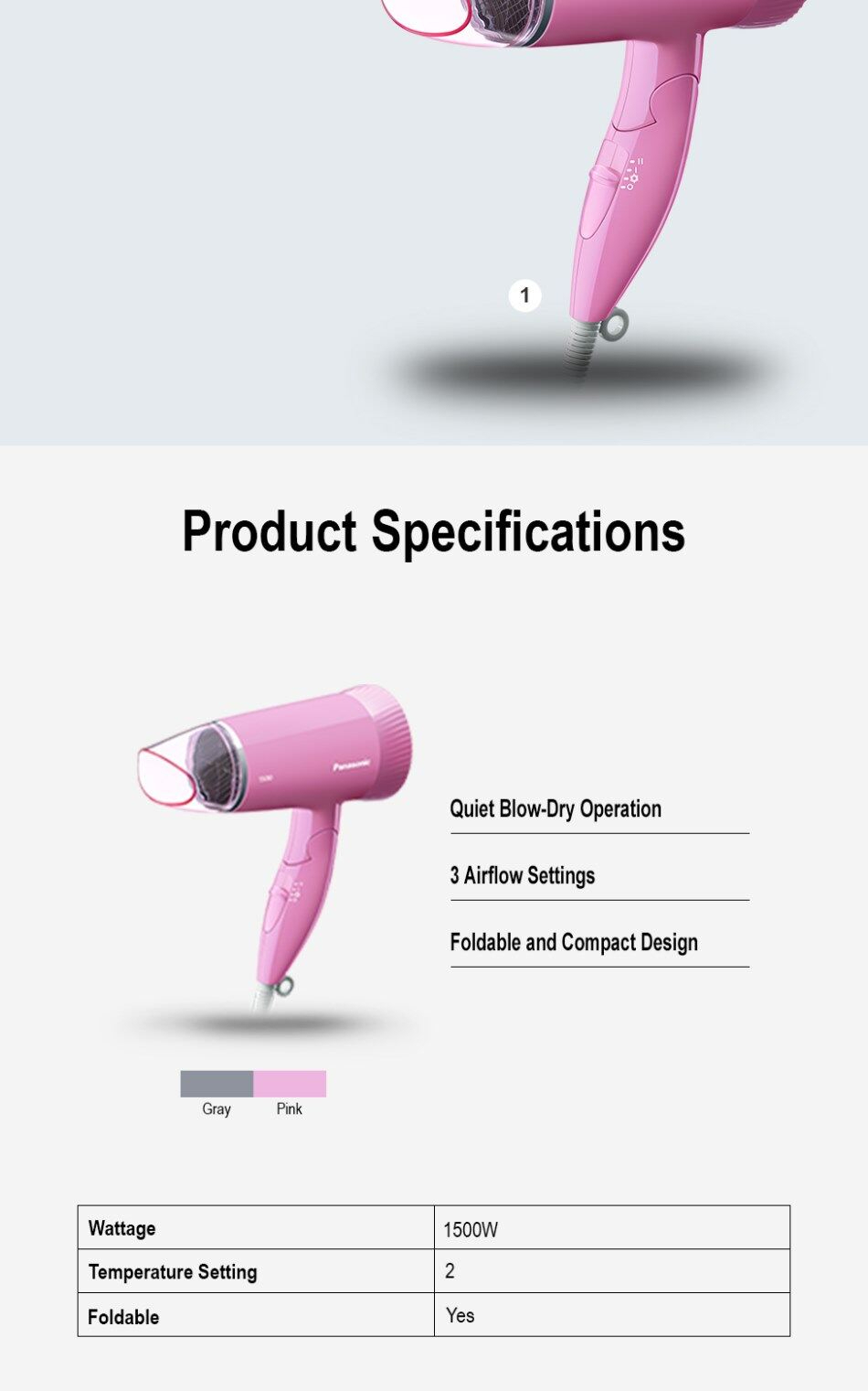 [𝐅𝐑𝐄𝐄 𝐃𝐄𝐋𝐈𝐕𝐄𝐑𝐘] PANASONIC EH-ND57 COMPACT HAIR DRYER (1500W) EH-ND57 ...