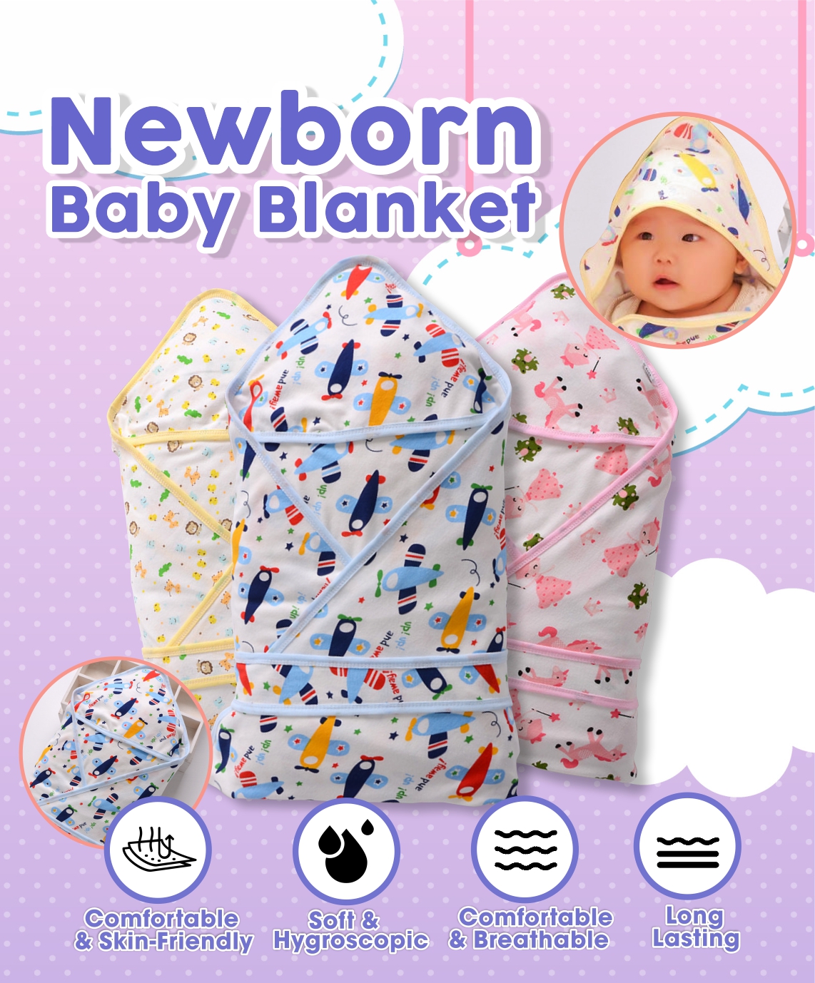 Baby Blanket Newborn Kain Bedung Baby Newborn Selimut Baby Newborn Baby ...