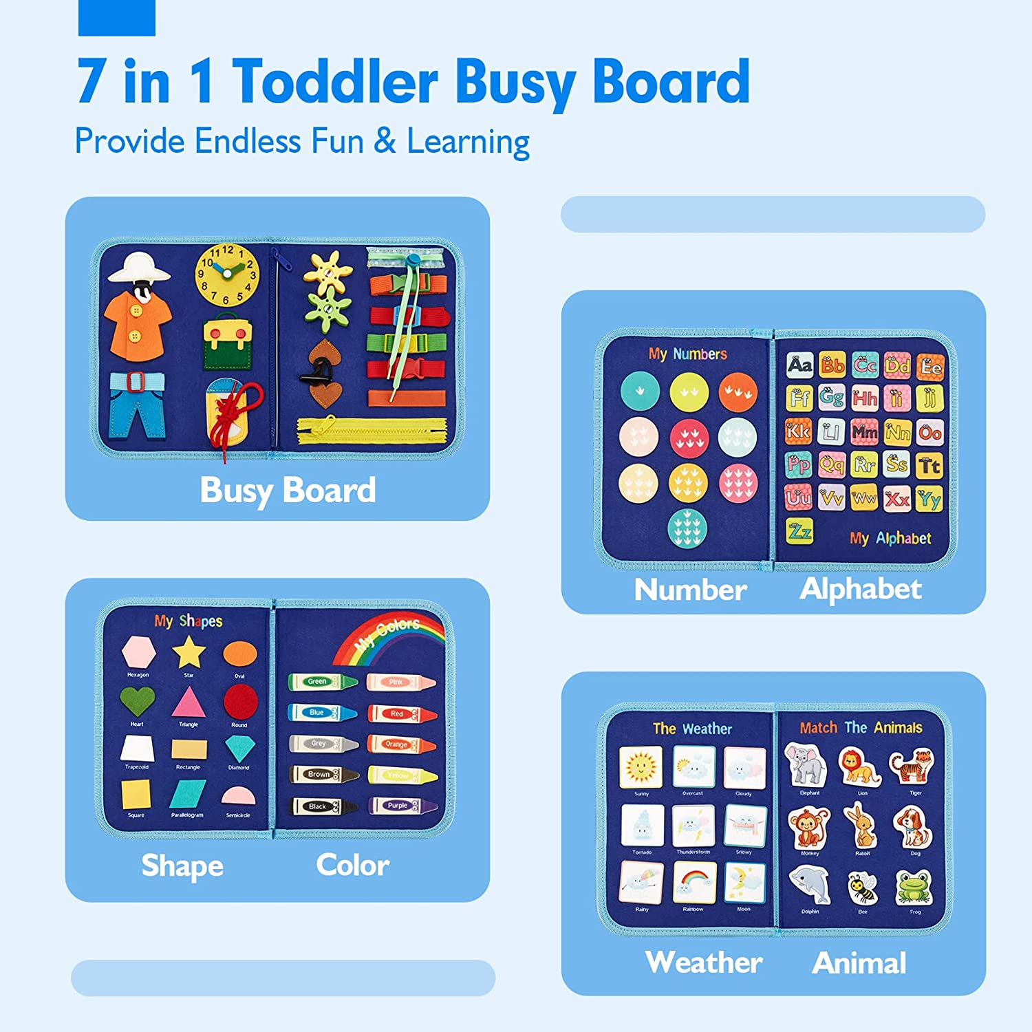 Baby Busy Board Montessori Sensory Toy for Toddler Early Educational ...