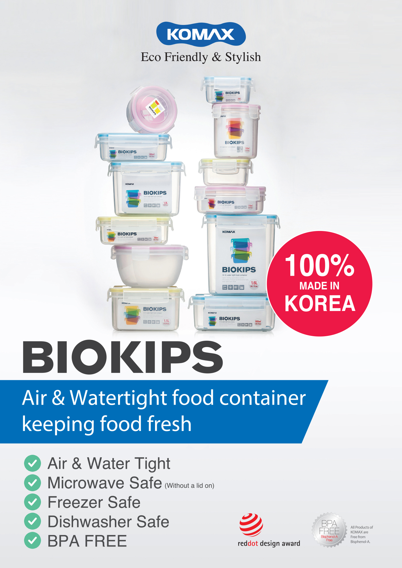KOMAX Biokips Food Container Round Set - 800ml + 1.5L | Shopee Malaysia