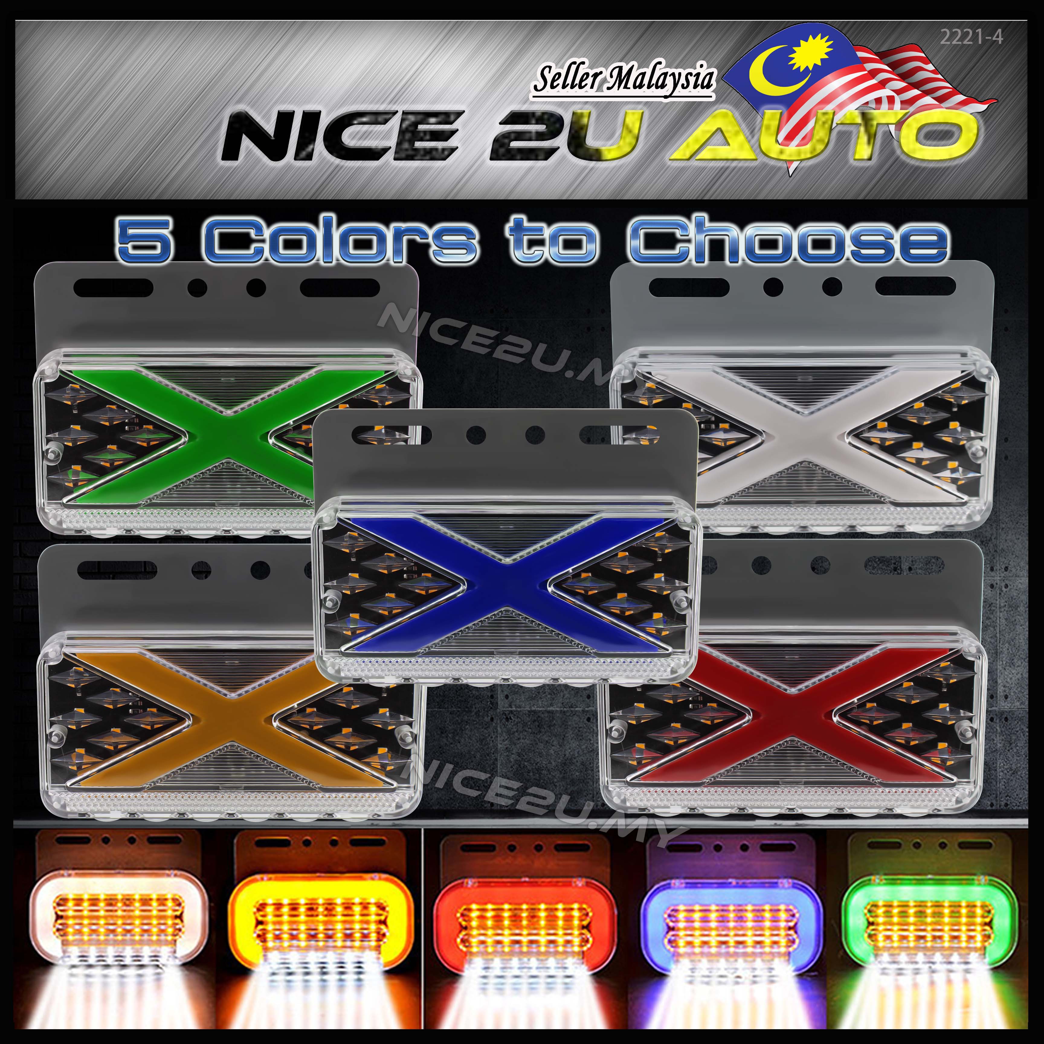 Truck Lori Lorry LED Side Lamp 12V-24V DC Double Colorful Side Light ...